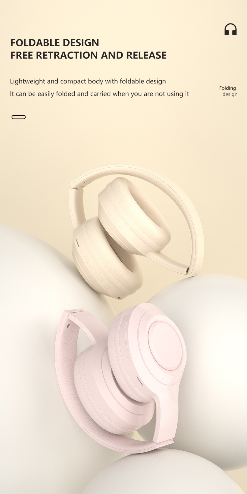 SPRISE Premium Wireless Bluetooth Earphone Colorful Headphone Foldable ...