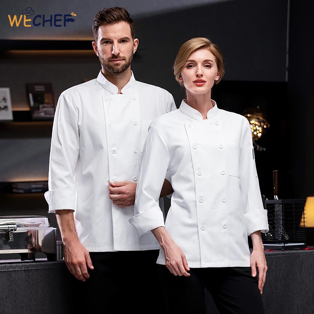 Restaurant Chef Jacket Top Long short Sleeve Hotel Cafe Kitchen Work ...