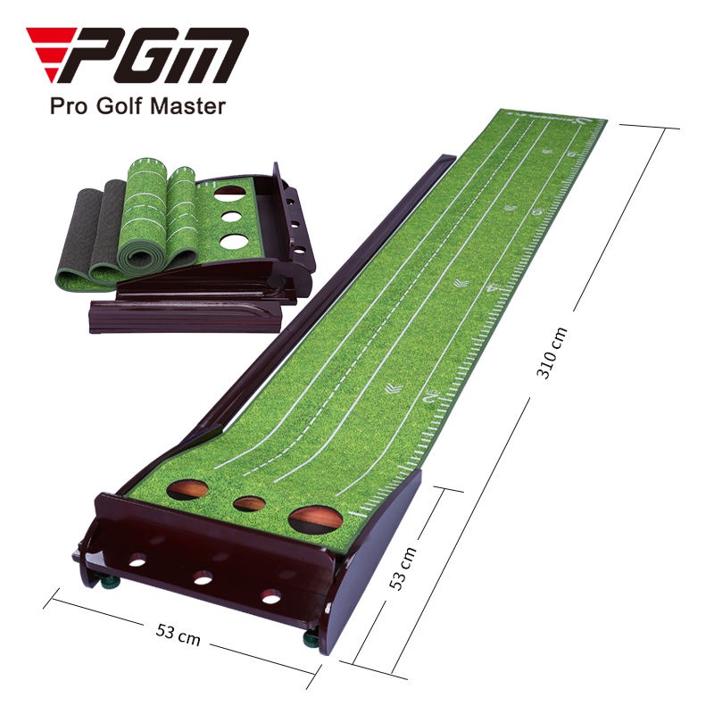 PGM New style adjustable height wooded 3m golf putting mat with three golf hole and auto ball ...