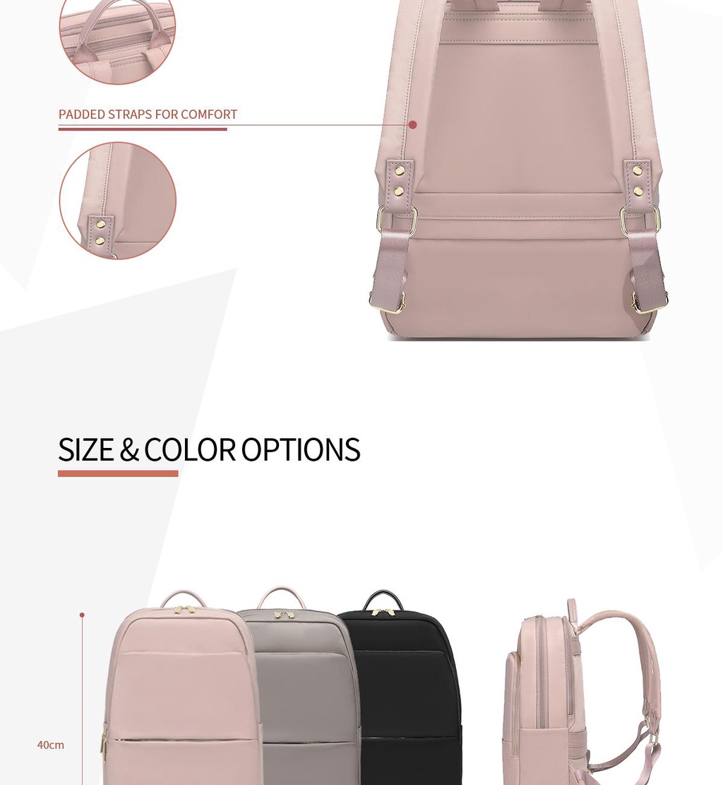 FULL DESIGN Kinsley Nylon Waterproof Laptop Backpack For Women 14 Inch ...