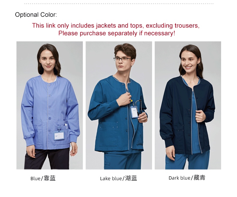 Long Sleeves Medical Scrubs Jacket Outfit Nurse Out Coat Hospital ...