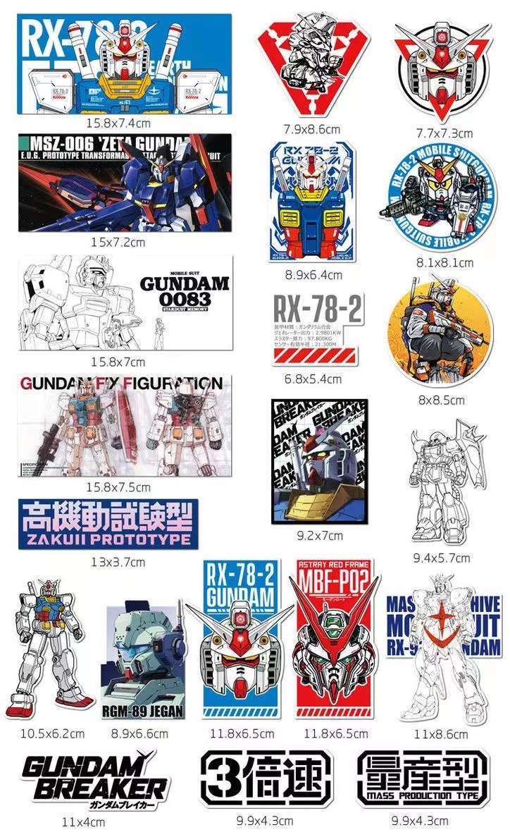 【21pcs】Large Stickers GUNDAM Cartoon Sticker Suitcase Laptop Computer ...