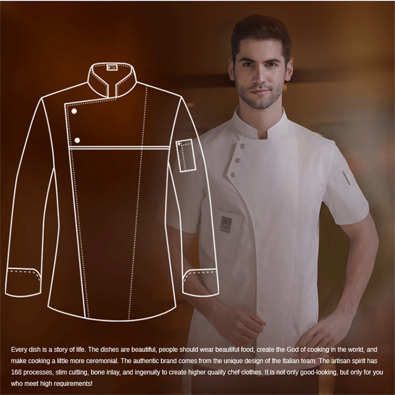 Ready Stock Hotel chef uniform overalls men and women long-sleeved ...