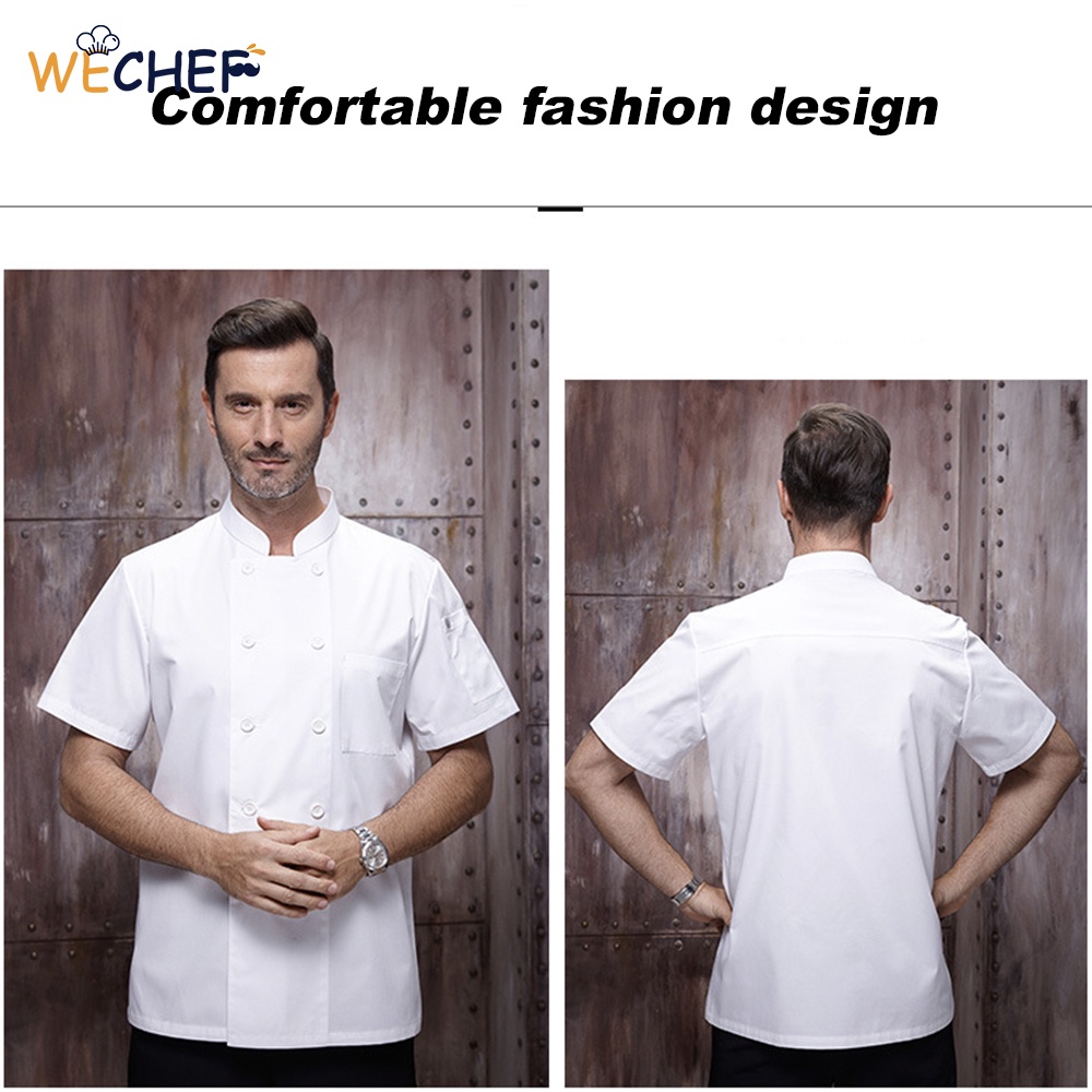 Restaurant Chef Jacket Top Long short Sleeve Hotel Cafe Kitchen Work ...