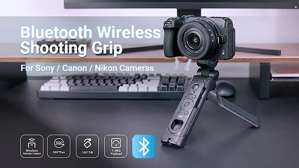 JJC Mini Tripod Grip with Bluetooth Wireless Remote Control for Camera ...