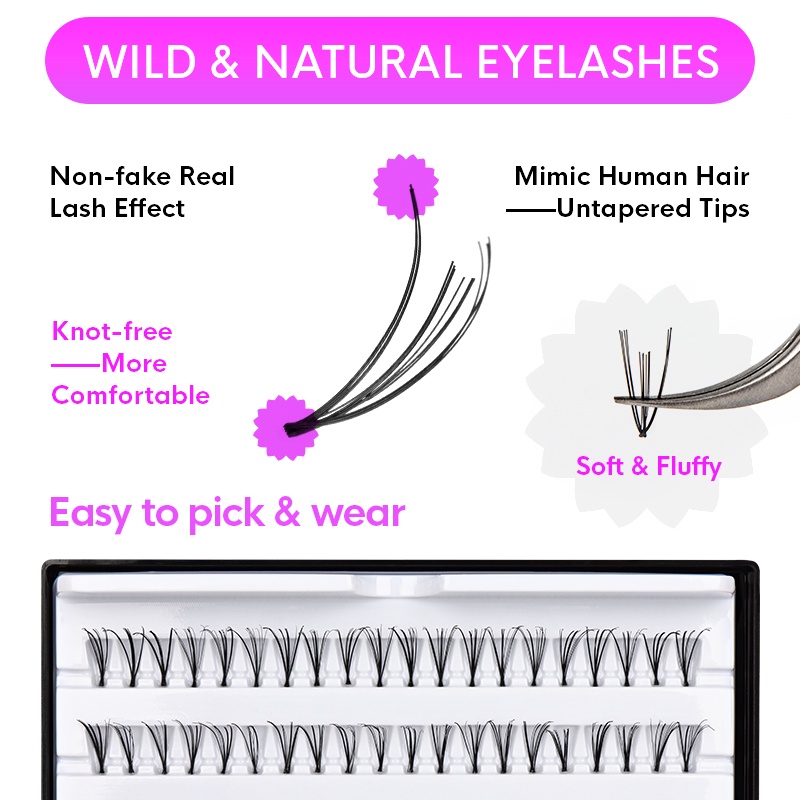 GENIELASH Rooster Feather Eyelashes Fairy Eyelash Individual Lashes ...