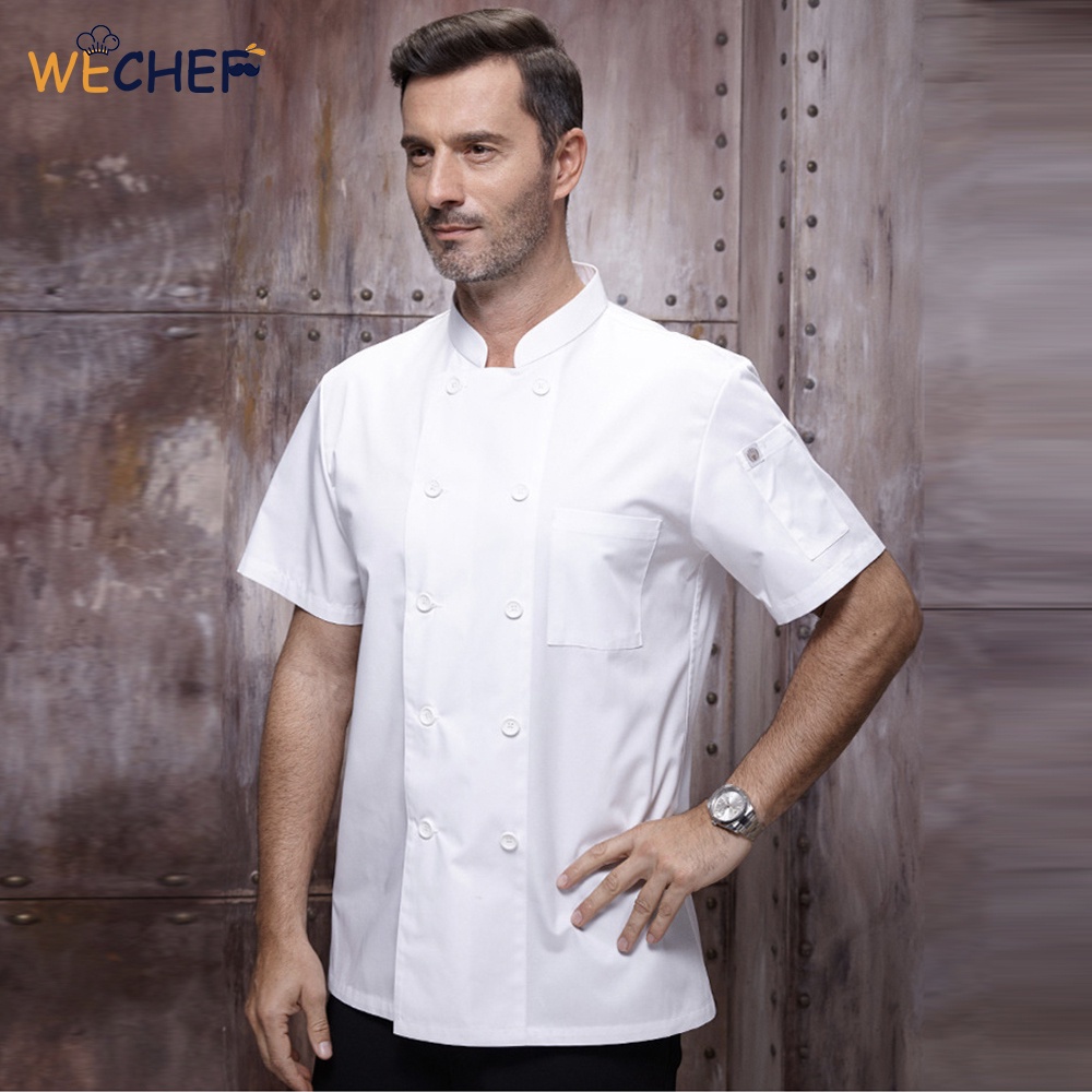 Restaurant Chef Jacket Top Long short Sleeve Hotel Cafe Kitchen Work ...