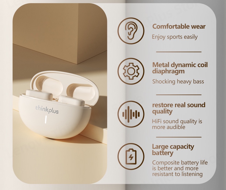 Lenovo LP19 Tws Bluetooth Earphone Wireless Earbuds Hifi Stereo ...