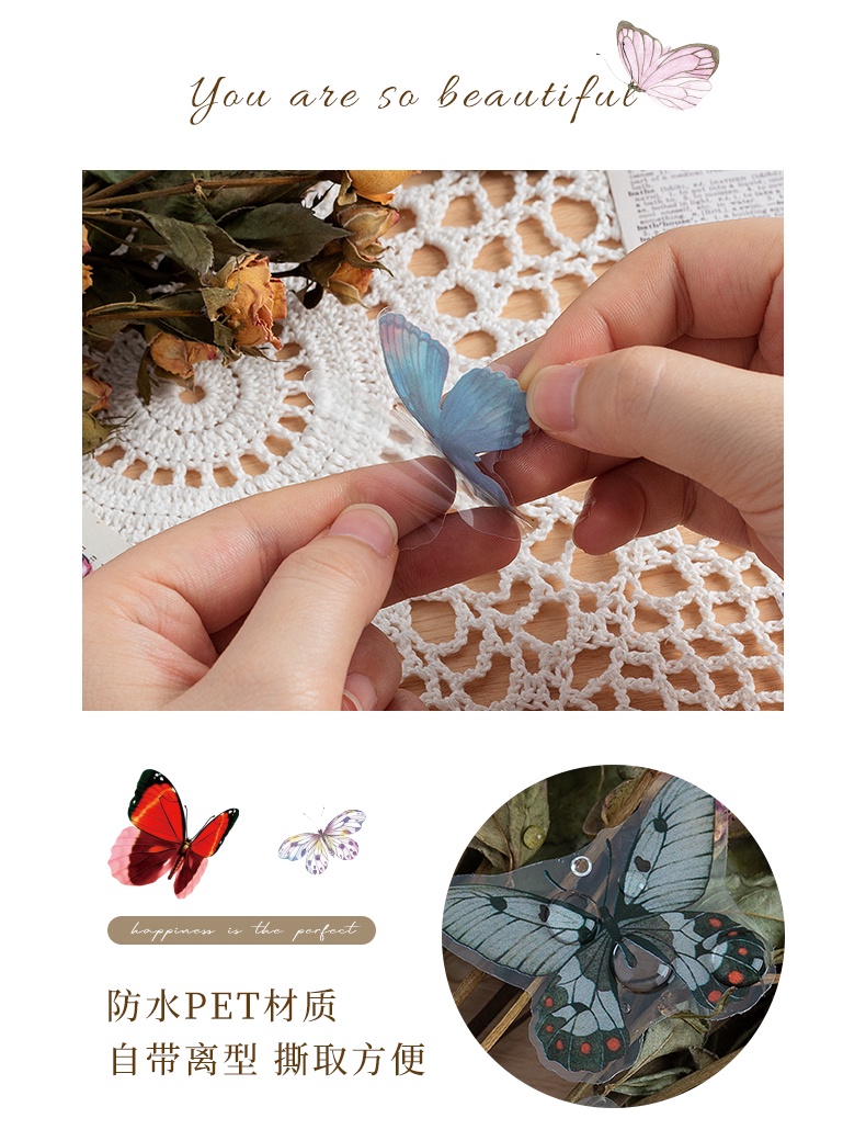 ENWEI 40 Pcs [Variety Butterfly Series] Vintage Journal Stickers ...