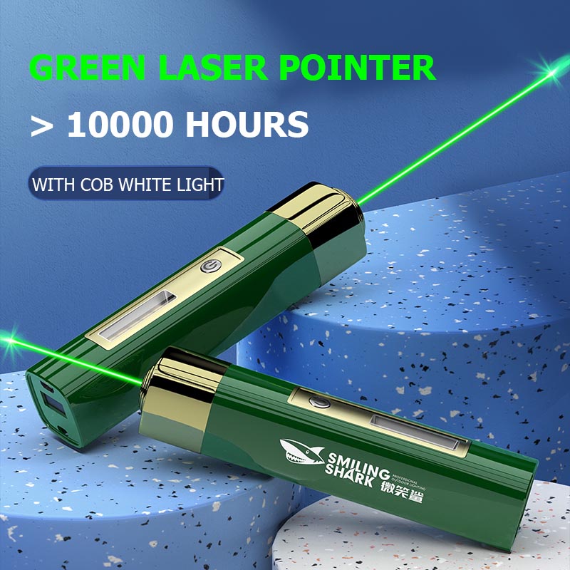 SmilingShark JG867 Green Laser Pointer Portable Red Laser Pen USB Rechargeable Laser Light cat ...