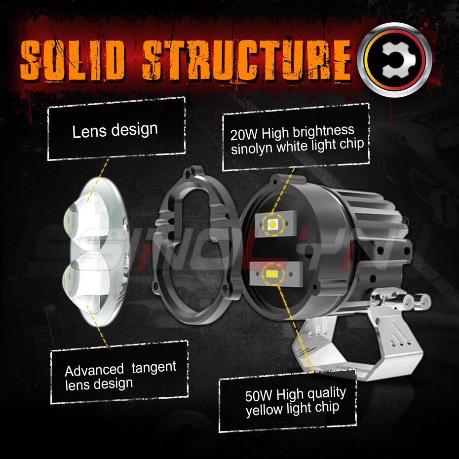 3" Dual Color LED Work Light Bar 140W Super Bright Spot Flood Combo ...