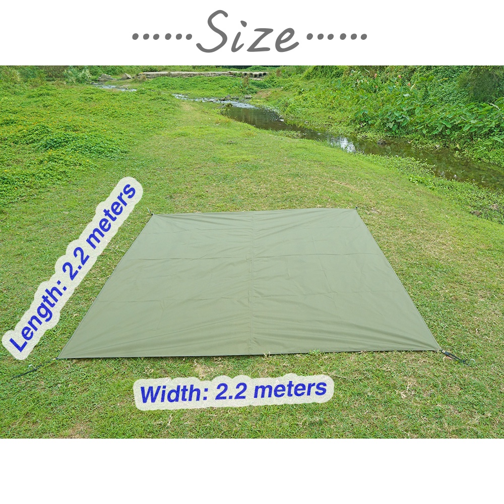2.2x2.2m Camping Mat Tactical Awning Mat Army Green Tent Tarp ...