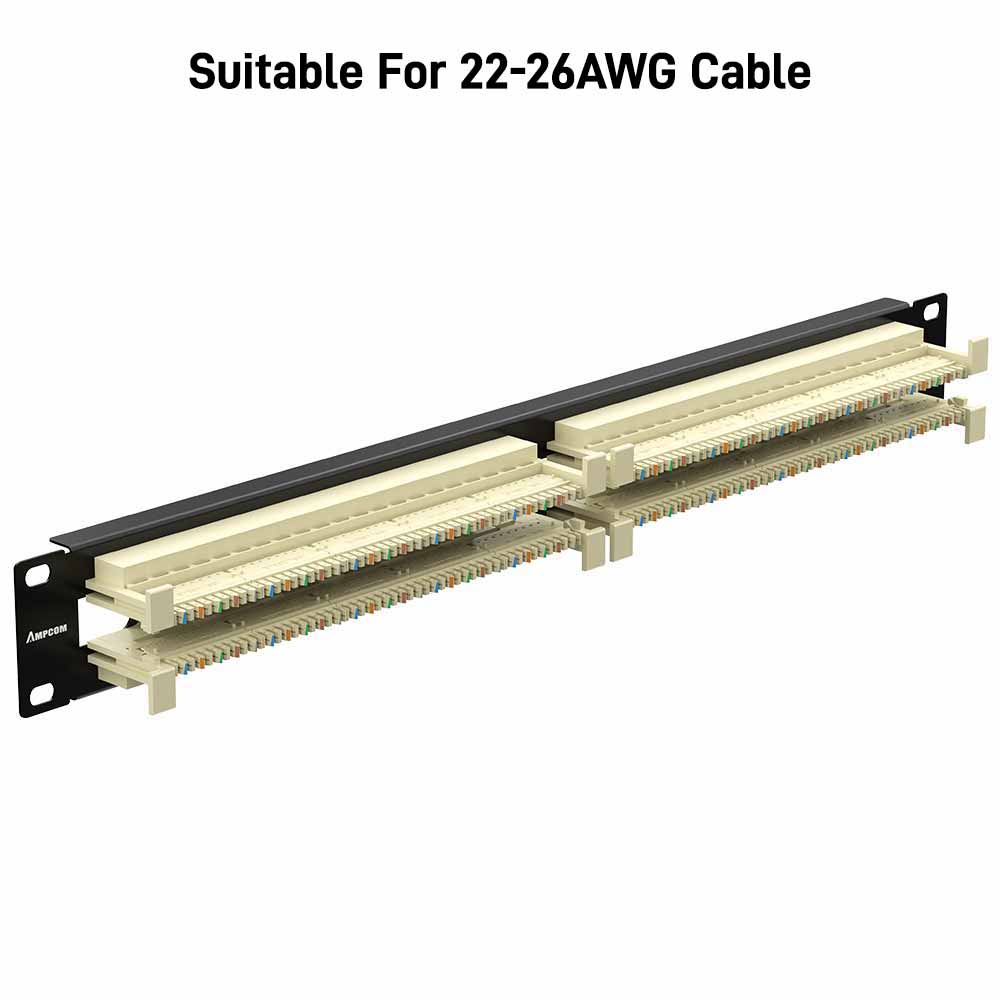 AMPCOM 110 Telephone Patch Panel, 19" Cabinet Rack 100 Pairs Telephone ...