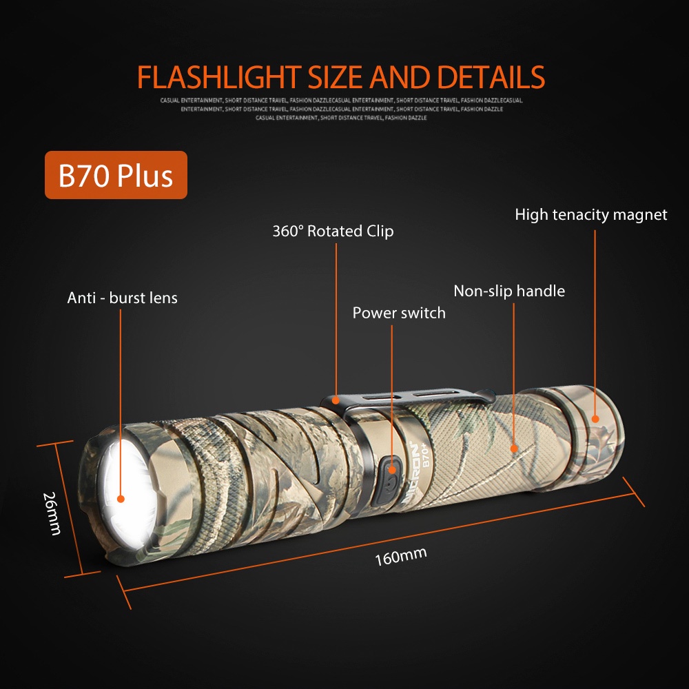 NICRON B70/B70 Plus Flashlight 90° Twist Rechargeable Flashlight Rotary ...