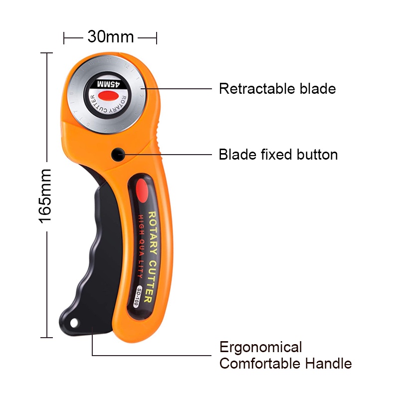 45mm Rotary Cutter Set Leather Craft Cutting Tool with Ergonomic Handle ...