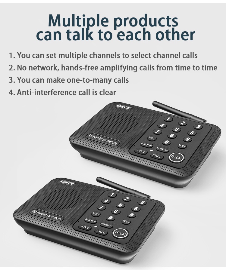 XUNCN Intercoms, Wireless Intercom System for Home, Long Range House ...