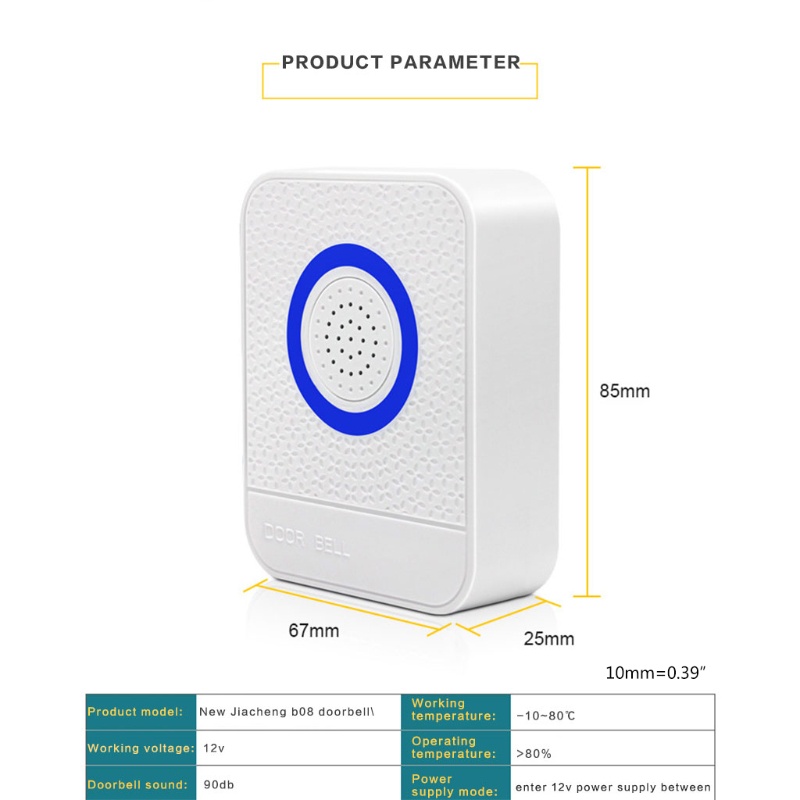 DC 12V Wired Doorbell Wire Access Control Wire Door Bell External Wired ...