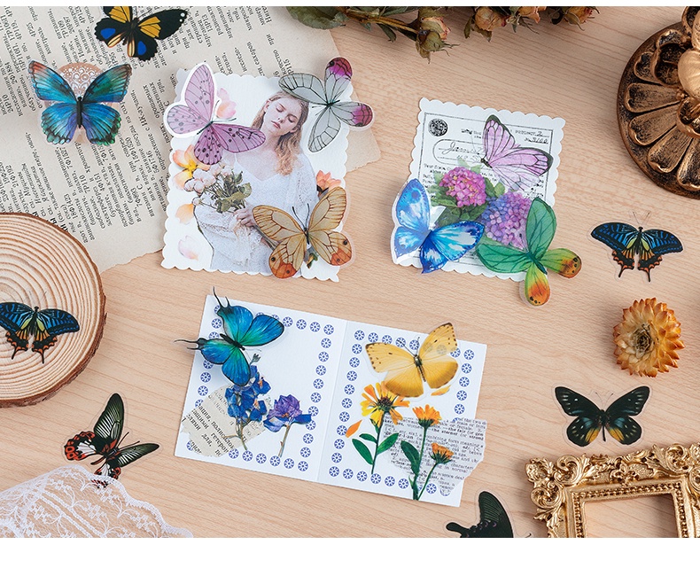 ENWEI 40 Pcs [Variety Butterfly Series] Vintage Journal Stickers ...