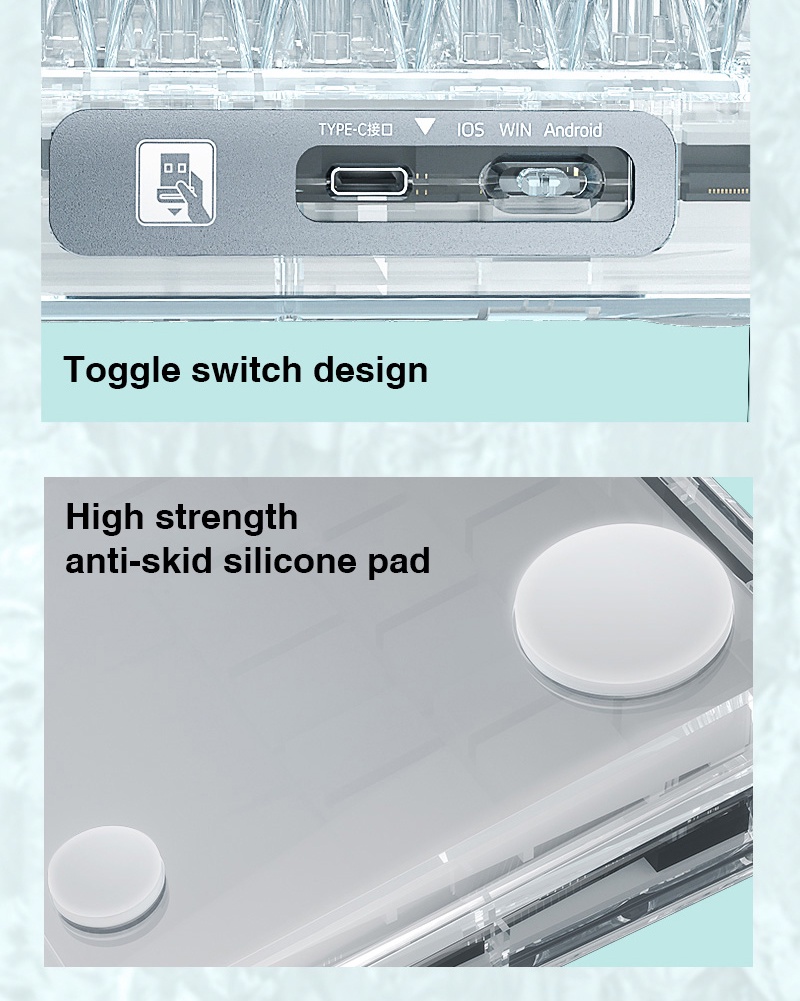 AULA F68 68 key Mechanical Keyboard 2.4G Bluetooth Wired Transparent ...