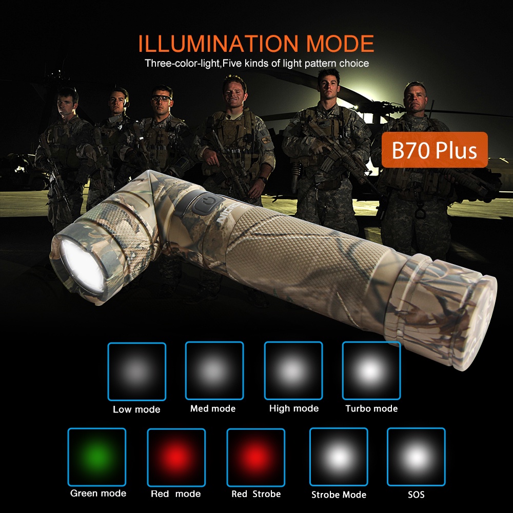 NICRON B70/B70 Plus Flashlight 90° Twist Rechargeable Flashlight Rotary ...