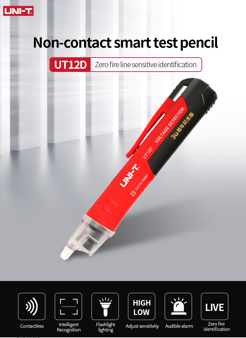 UNI-T Voltage Detector Non Contact Pen High Low Dual Mode 24-1000V ...