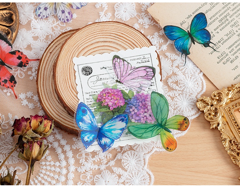 ENWEI 40 Pcs [Variety Butterfly Series] Vintage Journal Stickers ...
