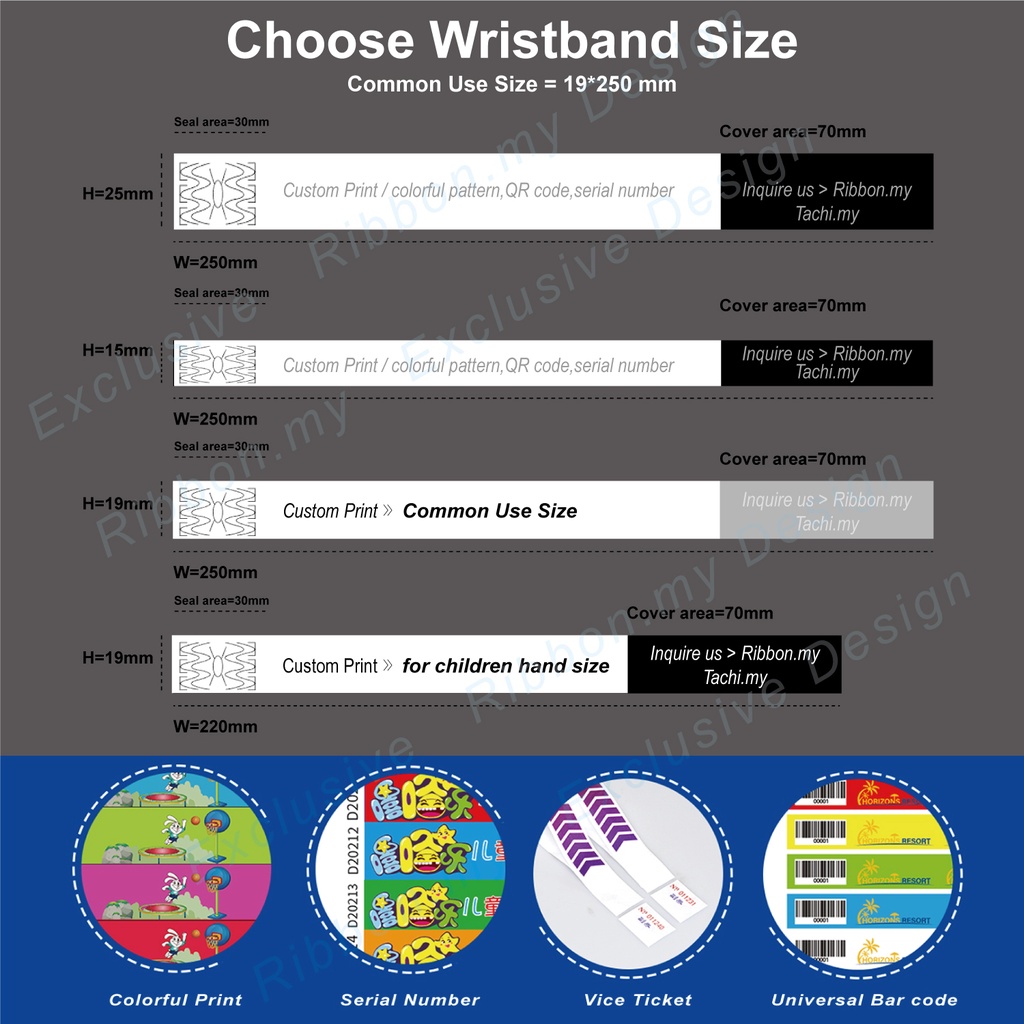 customized disposable tyvek sticker wrist band waterproof wristband ...