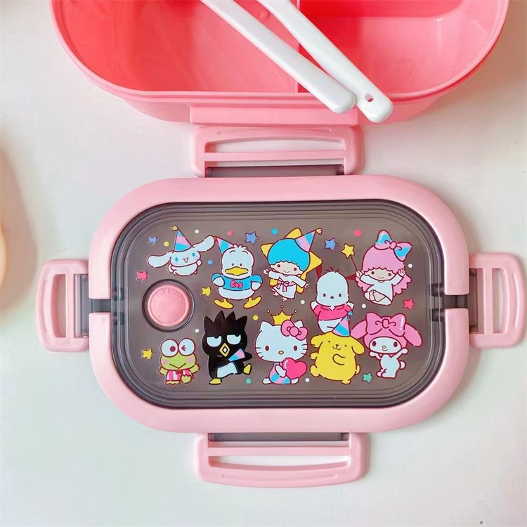 Double Layer Portable Plastic Lunch Box Cute Shin-Chan With Spoon Fork ...