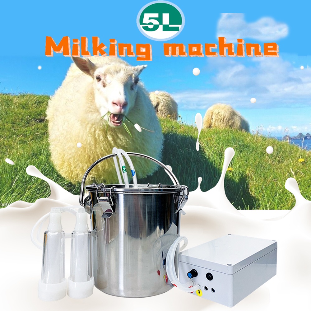New 5L Pulse Goat Milking Machine Automatic Stop Cattle Sheep Pulsating ...