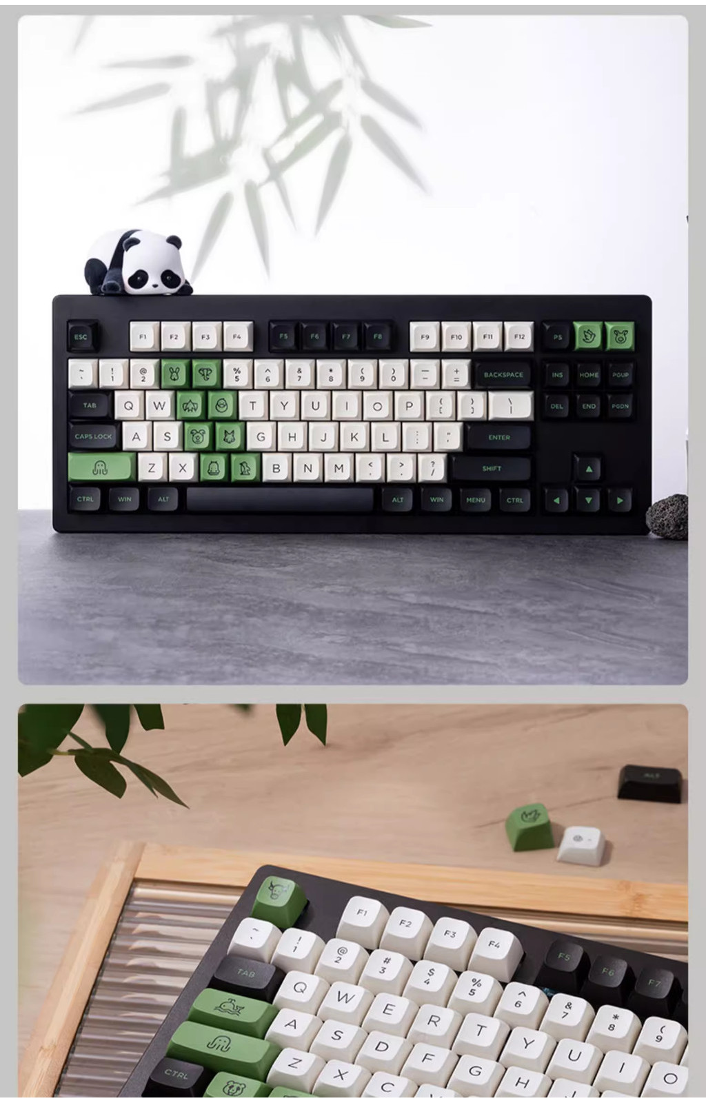 AKKO MDA PROFILE DOUBLE-SHOT PBT KEYCAPS SET- PANDA THEME, with 227 ...