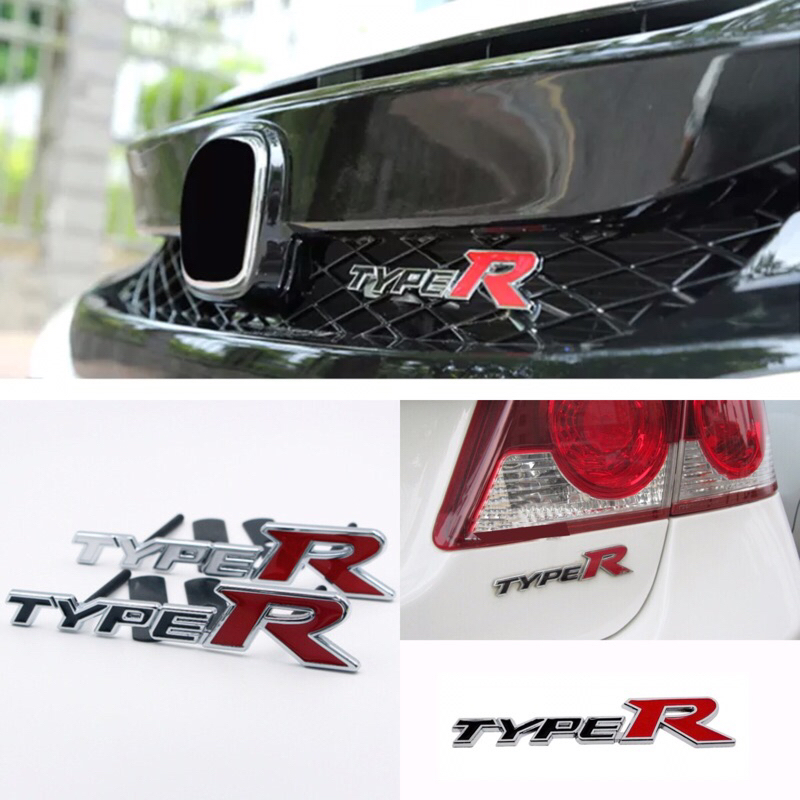 3D Honda Front grill Metal TYPE R Rs Logo Emblem Sticker Rear Badge ...