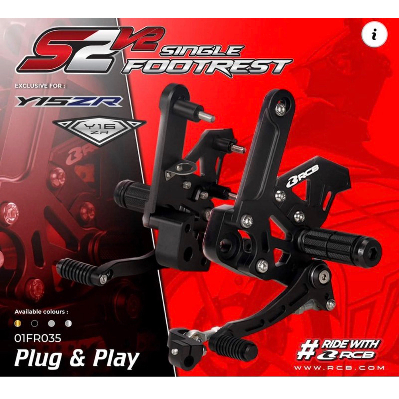 RCB Y15 Y16 S2-V2 SINGLE RACING FOOTREST SET (BLACK / TITANIUM ...