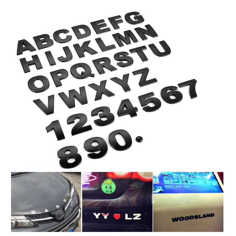 1Pc 25mm Black Metal DIY 3D Alphabet Letter Car Auto Motor Bike Sticker ...