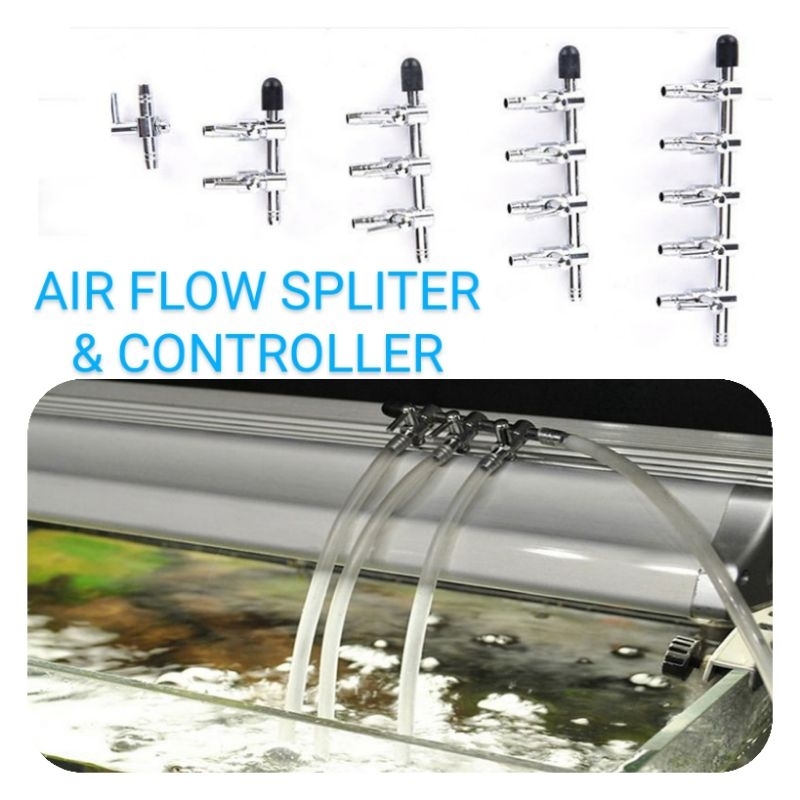 Stainless Steel Air Flow Control Aquarium Spliter Fish Tank 4mm Joint 2 ...