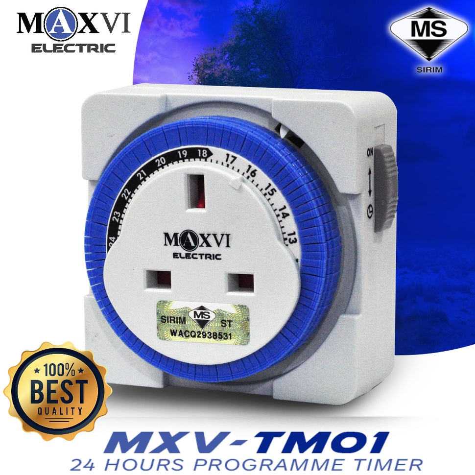 SIRIM + MAXVI (MXV-TM01) KINGSWAY (UGT13) 13A Plug-in Timer 24 Hours Programme Timer Time Switch ...