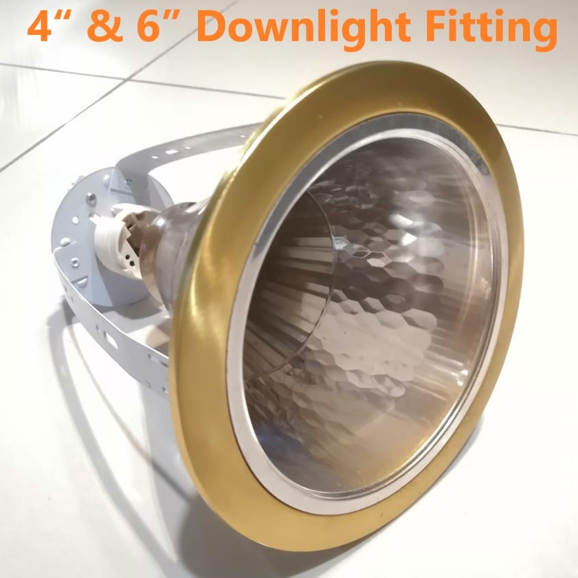 4"/6" PLCE (E27) / PLC Downlight Fitting Round Bracket Gold Frame ...