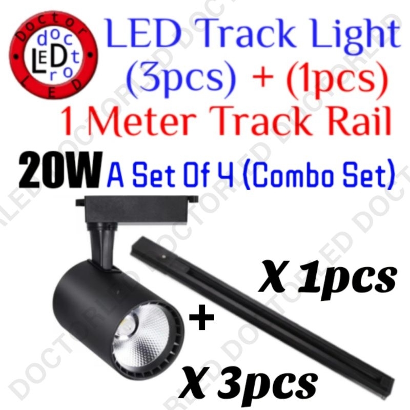 20W Track Light Set LED Size: Large Ceiling Light Lampu Trek Lampu ...