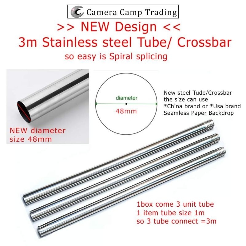 3m Stainless Steel Tube/ Crossbar for Manual Background Support System ...