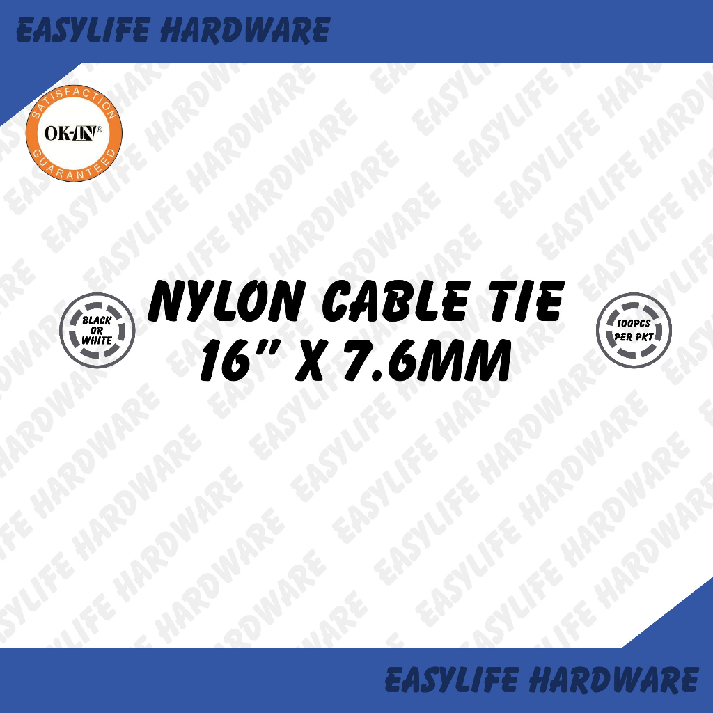 OK-IN Cable Tie Heavy Duty Electrical Cable Tight Black / White 16 ...