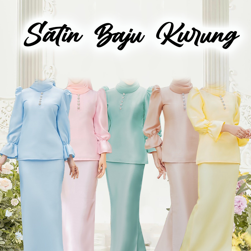 Baju Kurung Modern Baju Raya 2025 Plain Premium Satin Baju Ironless ...
