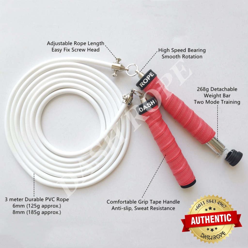 DASHROPE Muaythai 6mm 8mm Weighted Jump Rope Heavy Weight Skipping ...