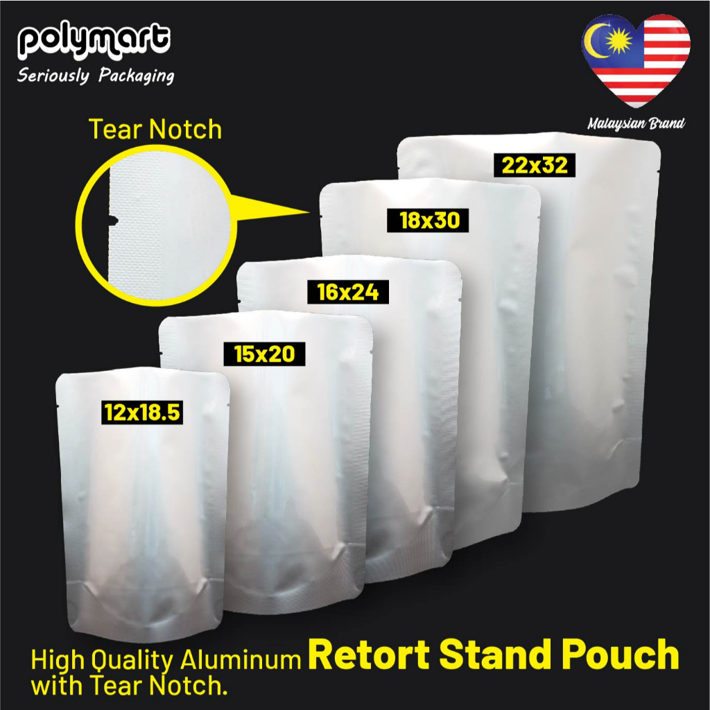 Aluminum RETORT Stand Pouch with Tear Notch (100Pcs) | Shopee Philippines