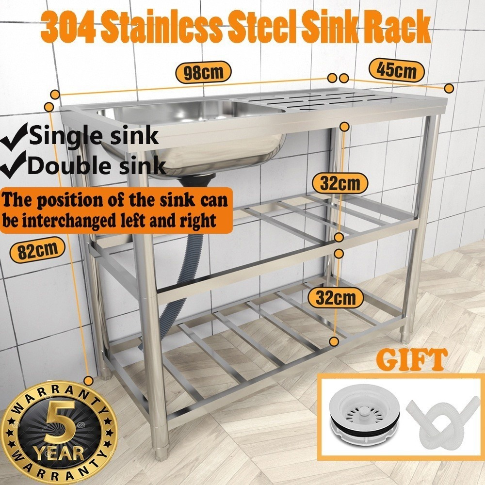 Sinki dapur stainless steel Double sink with rack/ sinki berkembar ...
