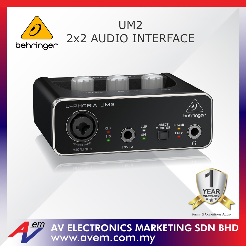 BEHRINGER U-PHORIA UM2 Audiophile 2x2 USB Audio Interface with XENYX ...