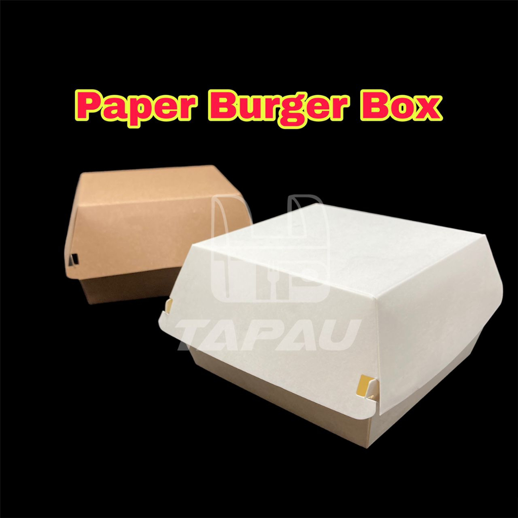TAPAU - Paper Burger Box ( 50pcs ) ABBAware - Disposable Paper Food Box ...