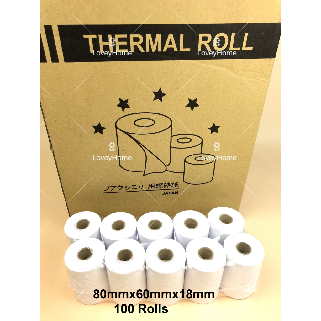 Thick 80x60 18mm Resit Receipt Cash Register Thermal Paper(100 Rolls ...