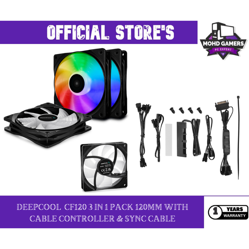 DEEPCOOL CF120 3 IN 1 PACK 120MM WITH CABLE CONTROLLER & SYNC CABLE ...