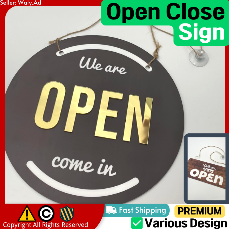 Open Closed Door Sign/ Cafe Shop Office Signage/Papan Tanda Buka Tutup ...