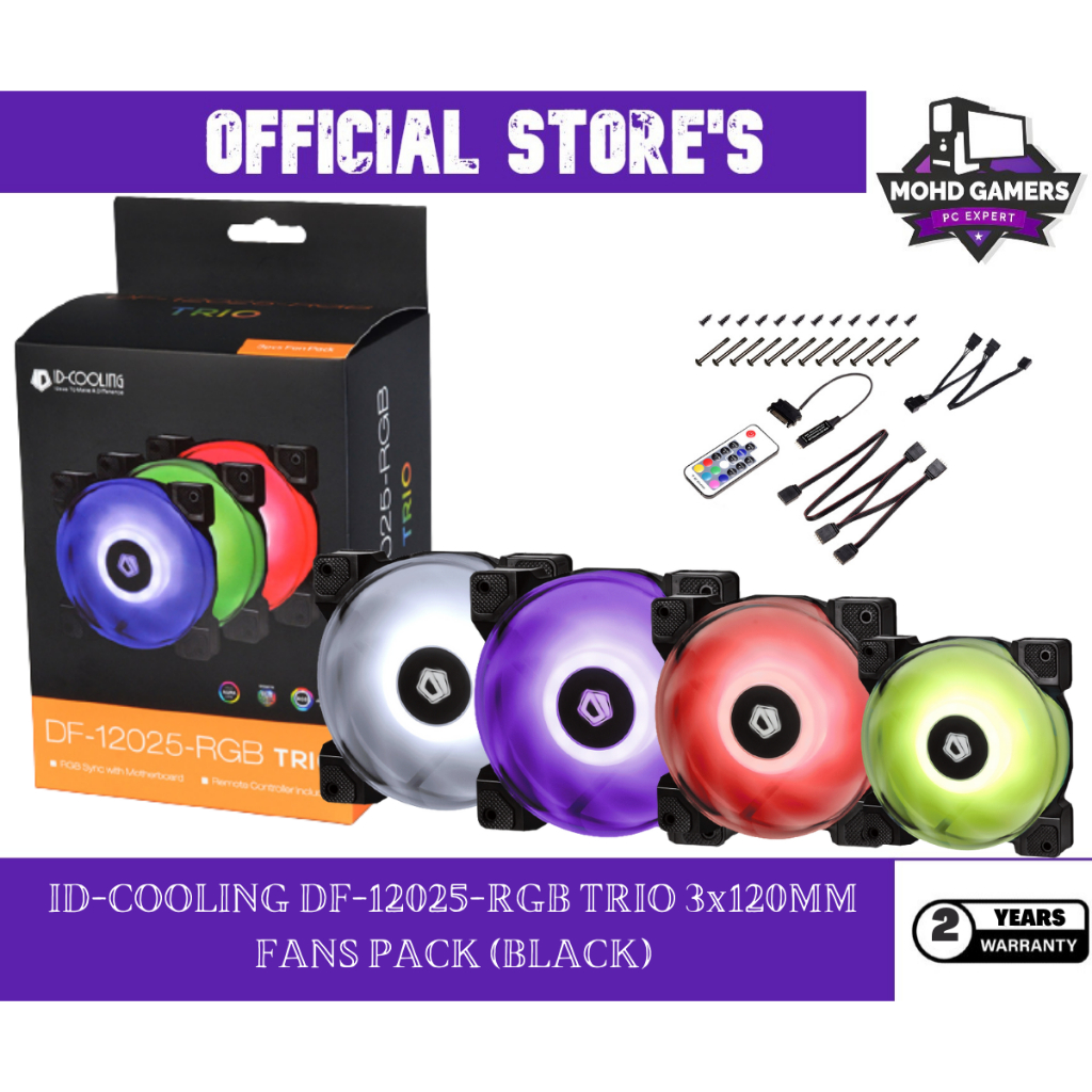 ID-COOLING DF-12025-RGB TRIO 3x120MM FANS PACK (BLACK) | Shopee Philippines