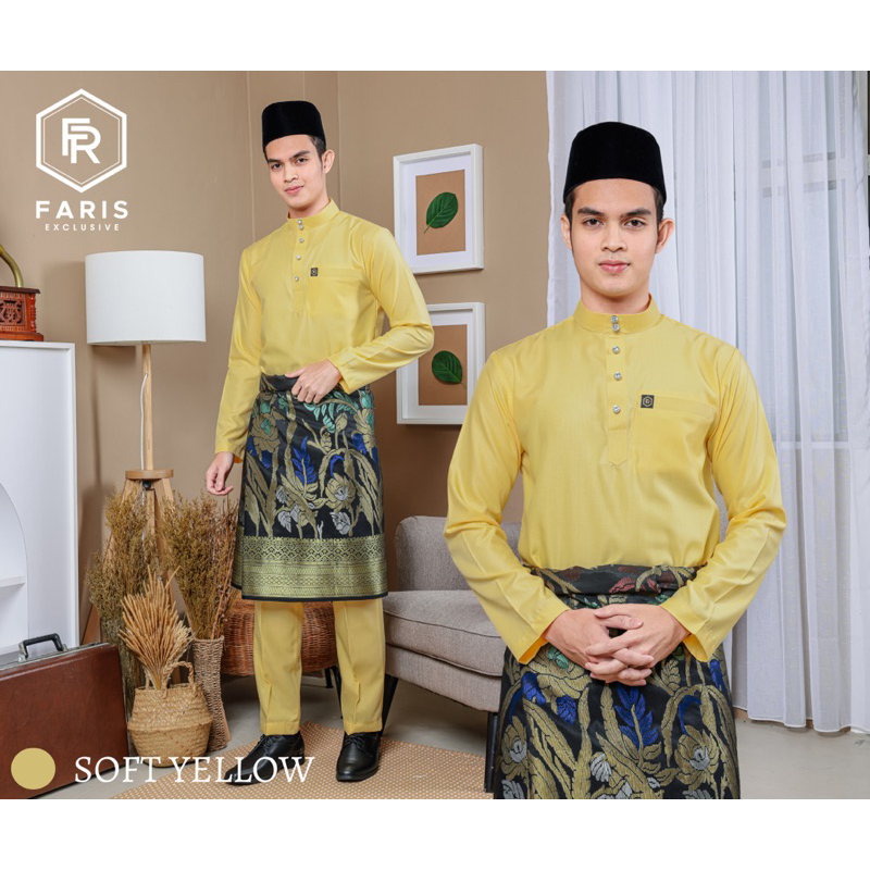 SOFT YELLOW Baju Melayu Putra by Faris Exclusive 2023 | Shopee Philippines